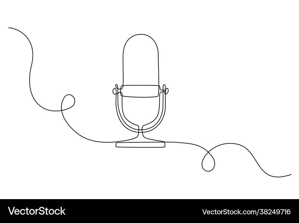 Continuous one line drawing podcast microphone Vector Image