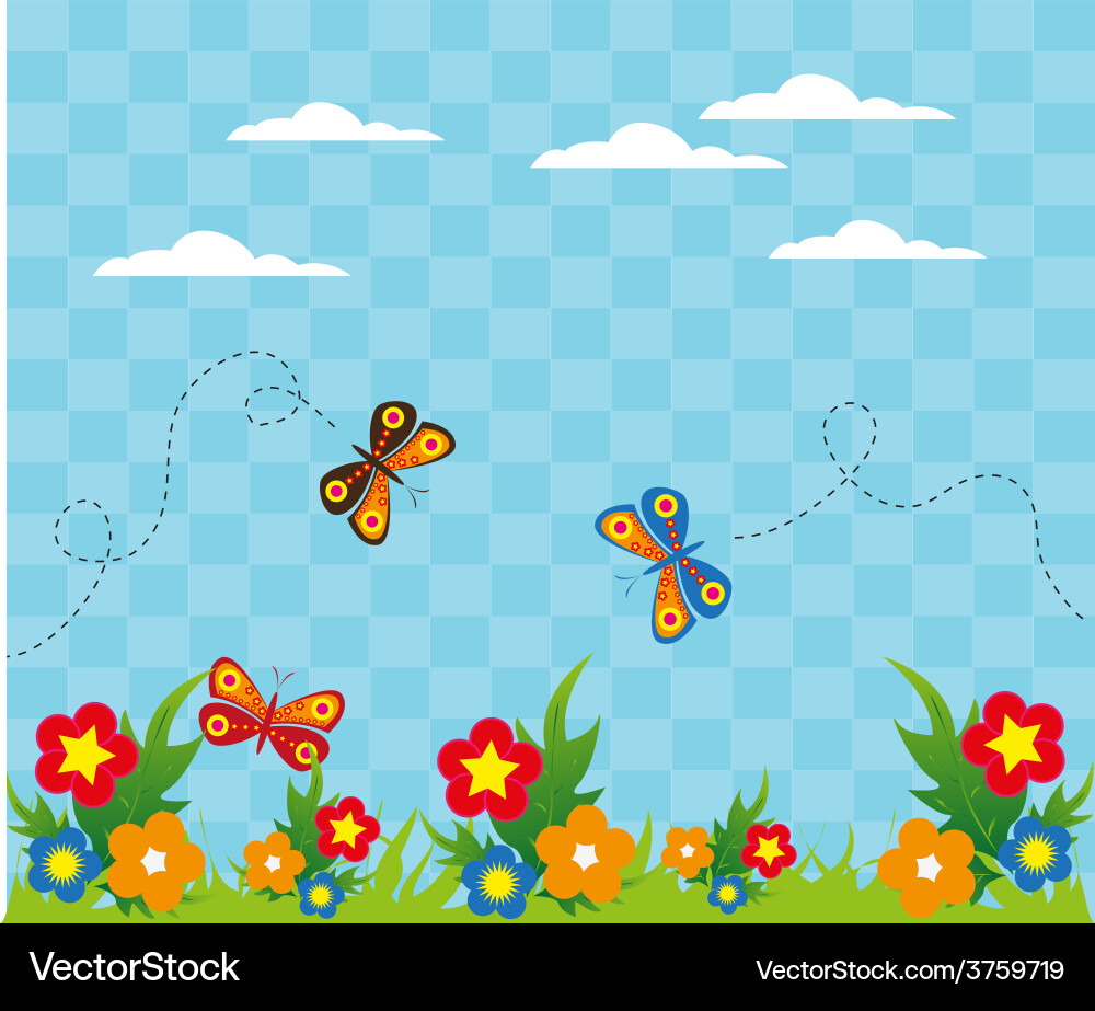 Cartoon garden landscape design Royalty Free Vector Image