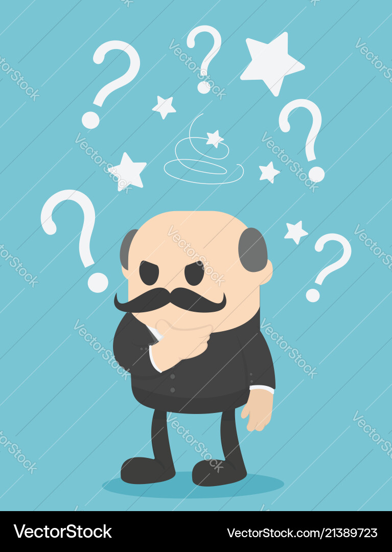 Businessman confused think hard Royalty Free Vector Image