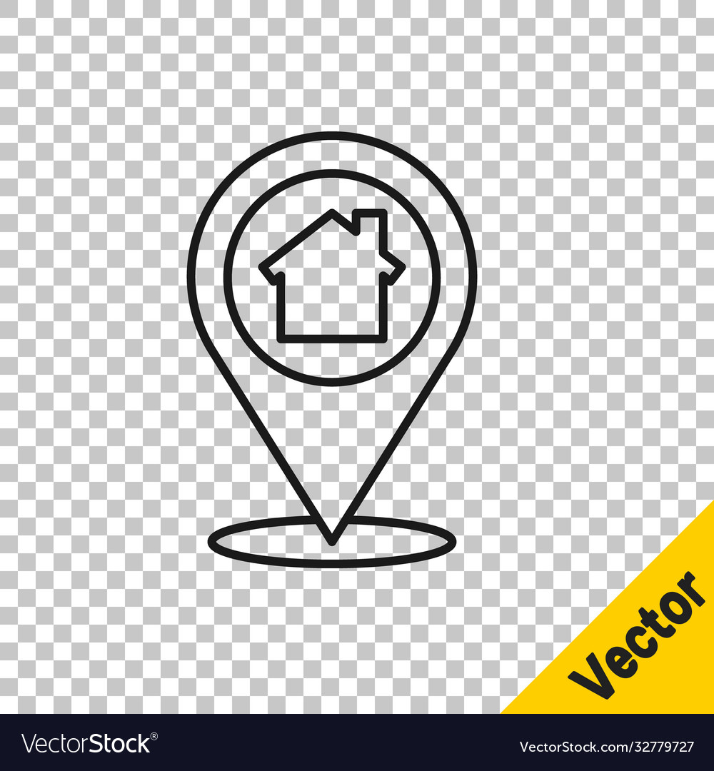 Black line map pointer with house icon isolated Vector Image