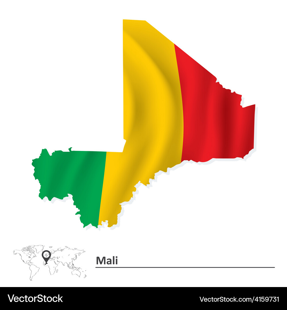 Map of mali with flag Royalty Free Vector Image