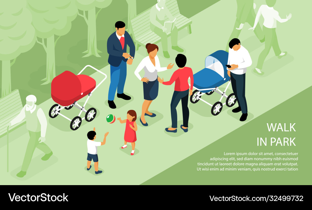 Children outdoor isometric composition Royalty Free Vector