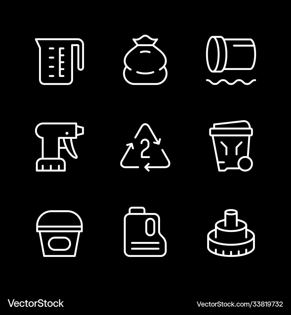 Set line icons polyethylene or polythene Vector Image