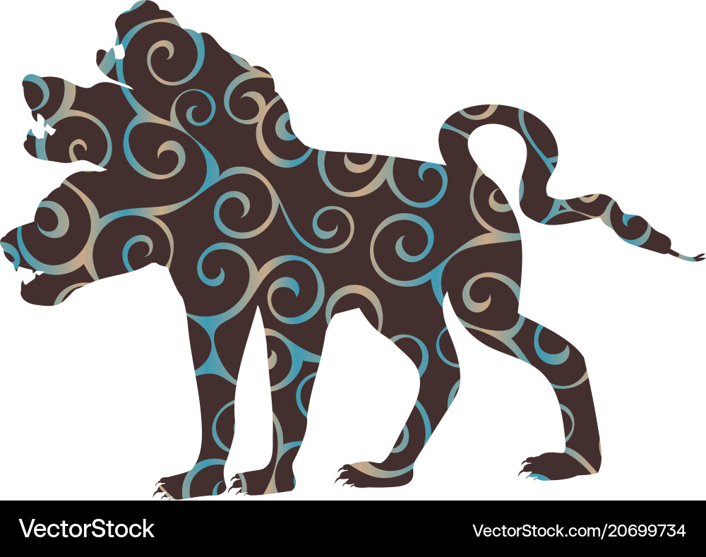 Cerberus dog pattern silhouette ancient mythology Vector Image