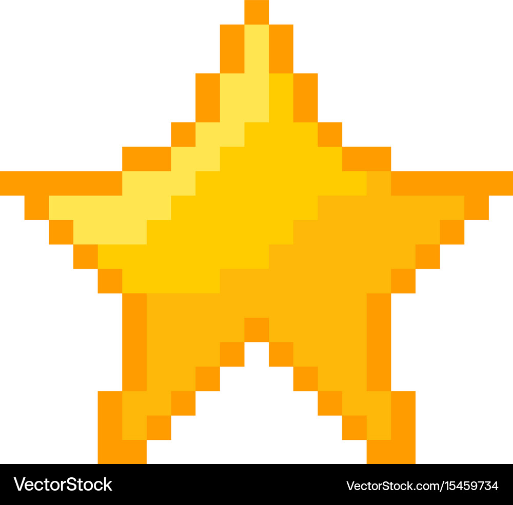 Pixel star icon gold pixel star Royalty Free Vector Image