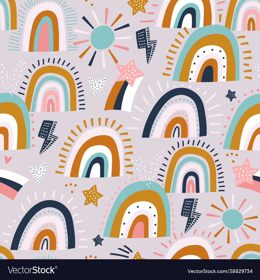 Seamless childish pattern with hand drawn shining Vector Image