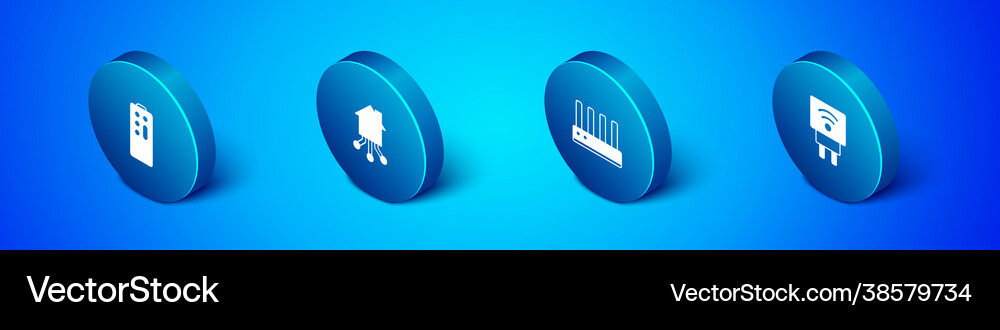 Set isometric remote control router and wi-fi Vector Image