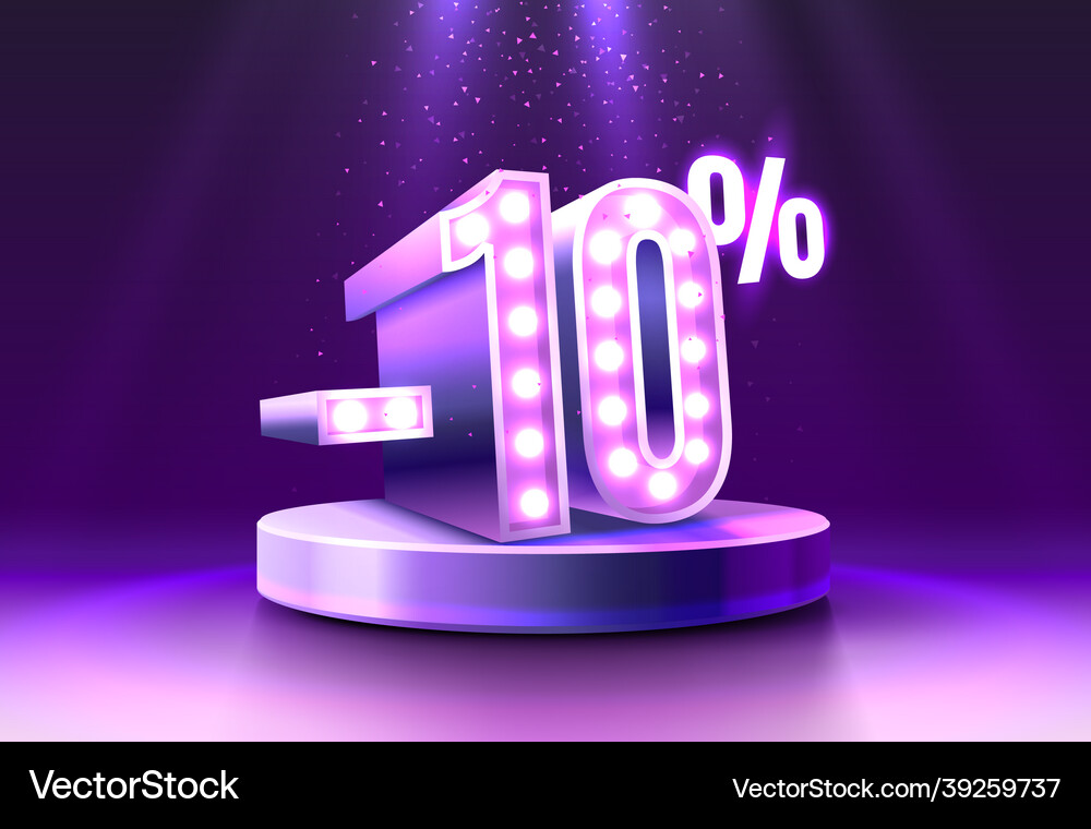 10 off discount creative composition 3d sale Vector Image