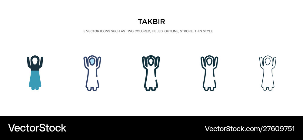 Takbir icon in different style two colored Vector Image
