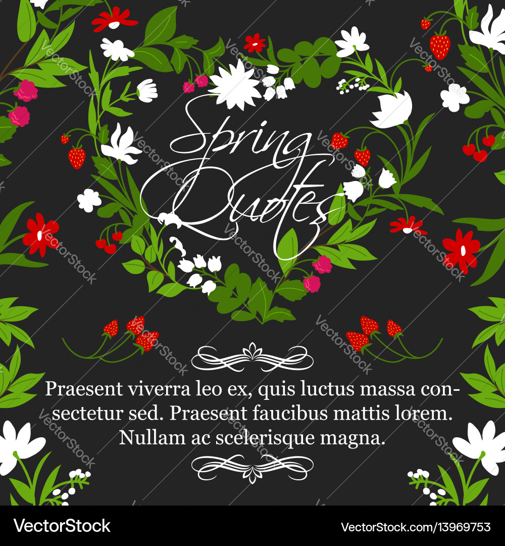 Floral poster for spring quotes design Royalty Free Vector