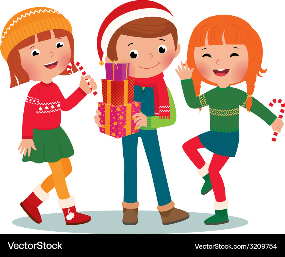 Kids Christmas Shopping Clip Art