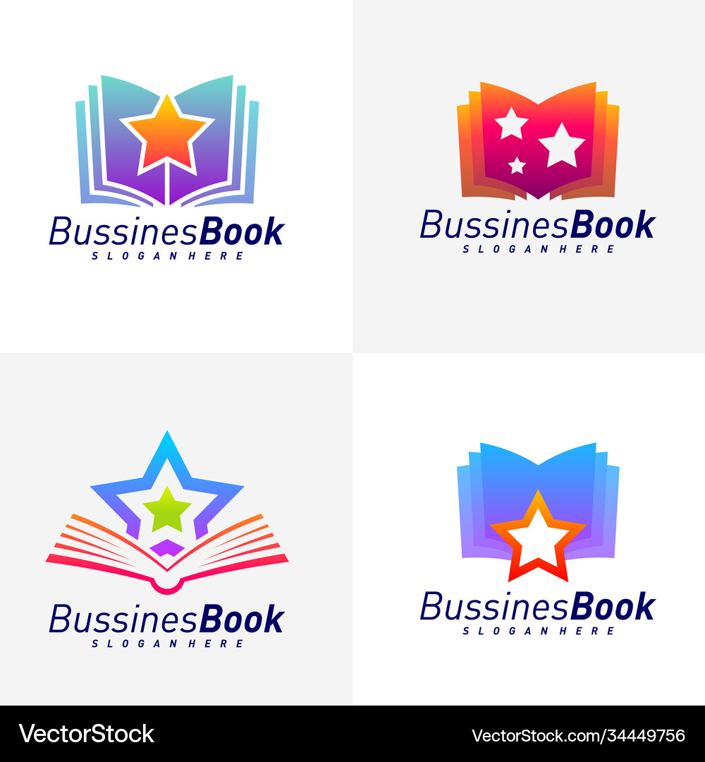 Set star book logo design template book design Vector Image