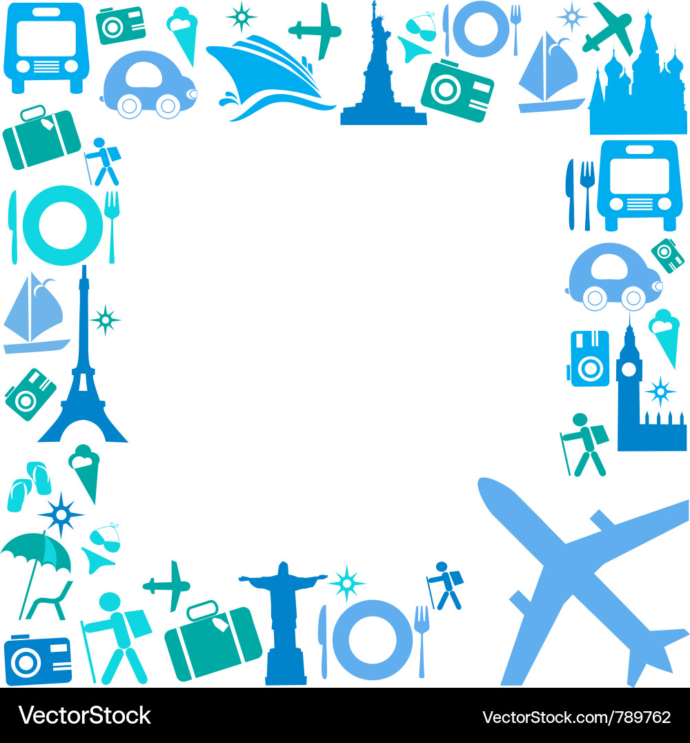 Frame with travel icons Royalty Free Vector Image