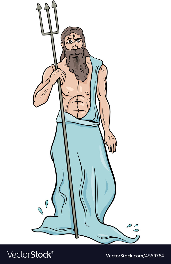 Greek god poseidon cartoon Royalty Free Vector Image