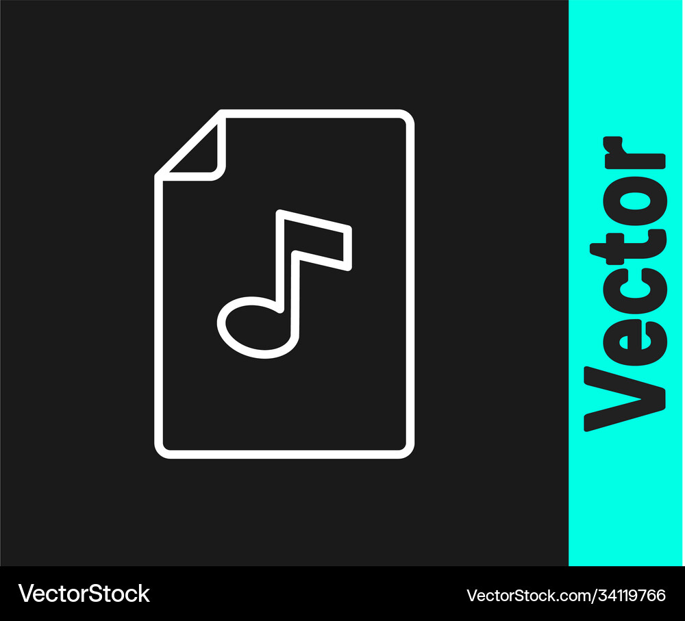 White line music book with note icon isolated Vector Image