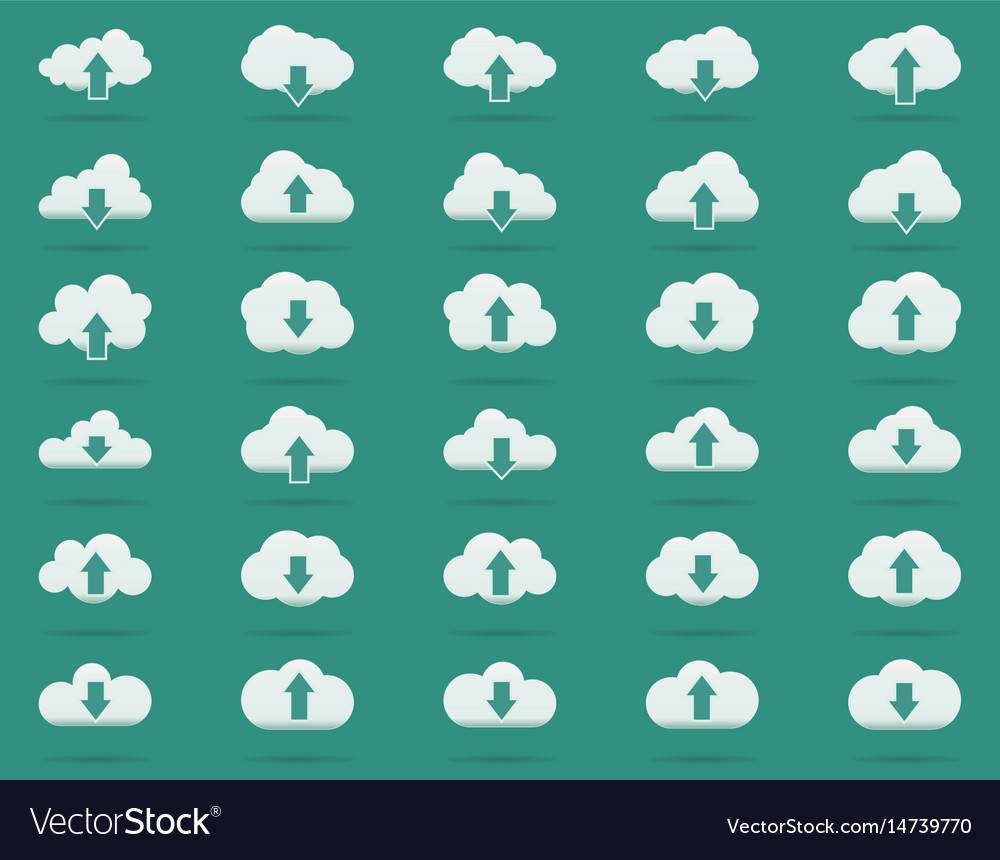 Cloud line icons set solid linear pictograph Vector Image