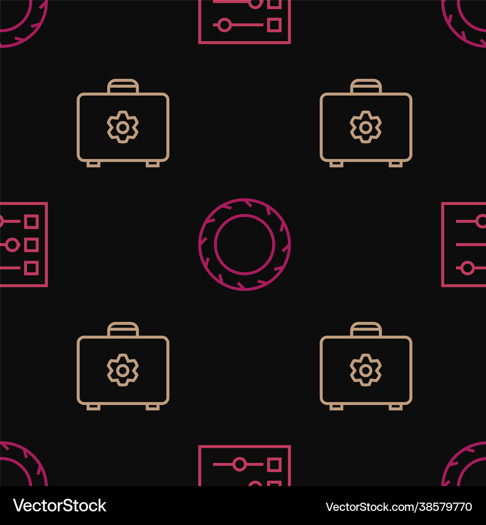 Set line car settings toolbox and tire wheel Vector Image