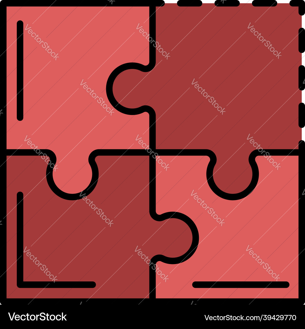 Teamwork puzzle icon color outline Royalty Free Vector Image