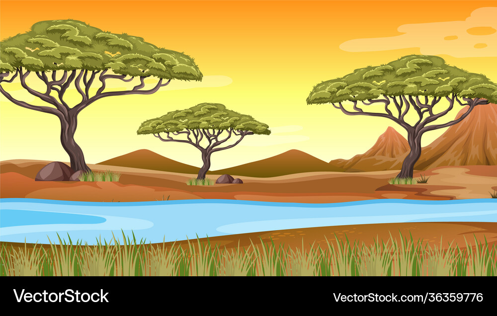 African forest landscape background Royalty Free Vector
