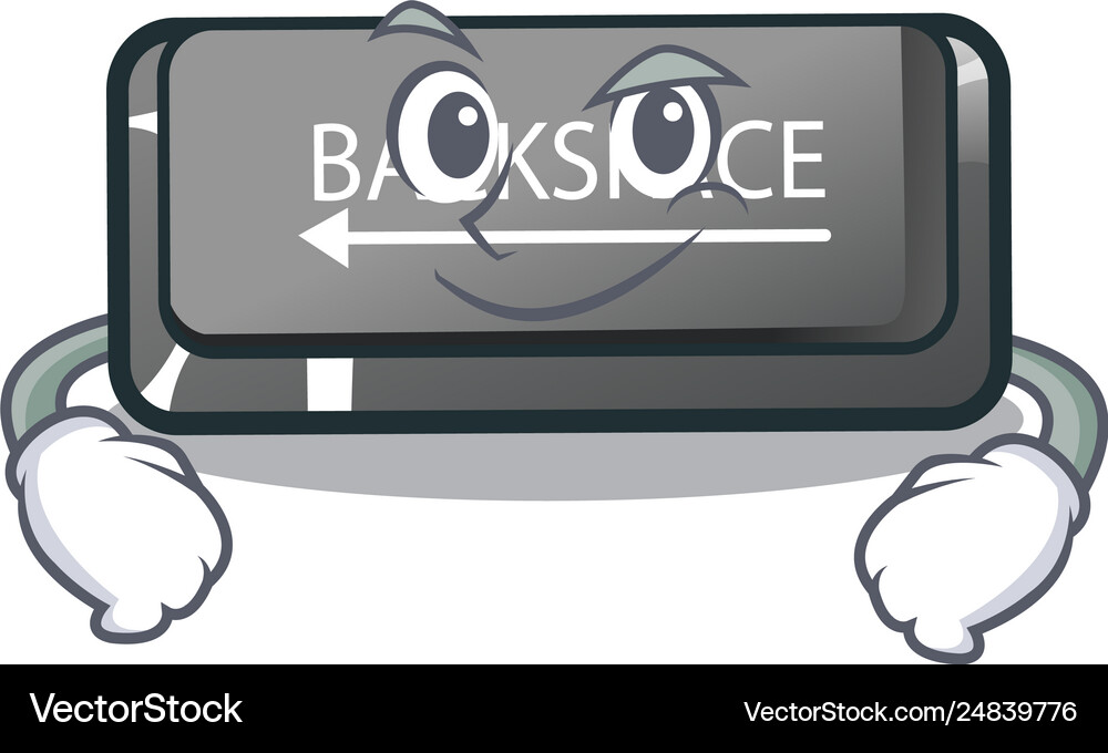 Smirking button backspace in shape cartoon Vector Image