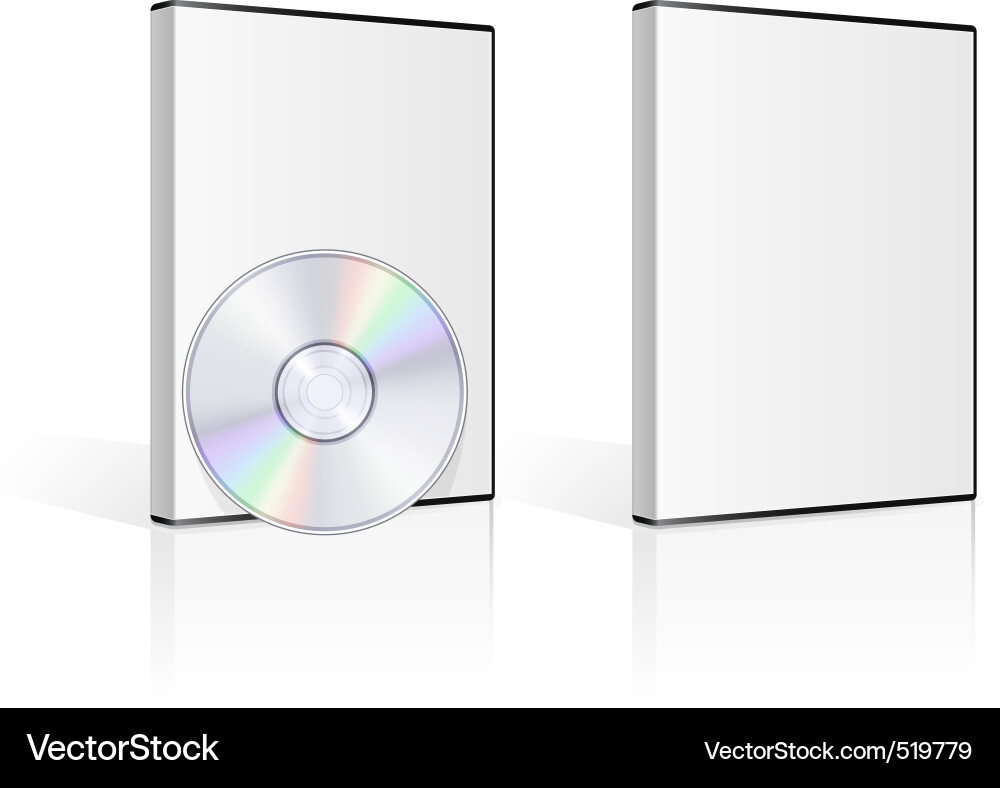 Dvd case and disk on white background Royalty Free Vector