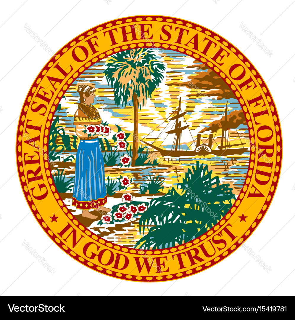 Florida state seal Royalty Free Vector Image - VectorStock