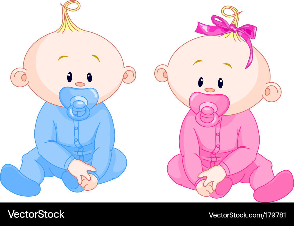 Two babies Royalty Free Vector Image - VectorStock