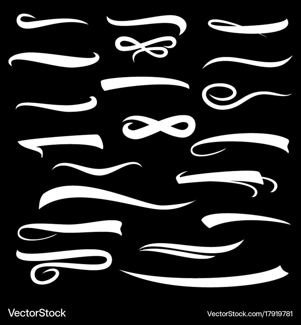Underlines lettering lines set isolated Royalty Free Vector