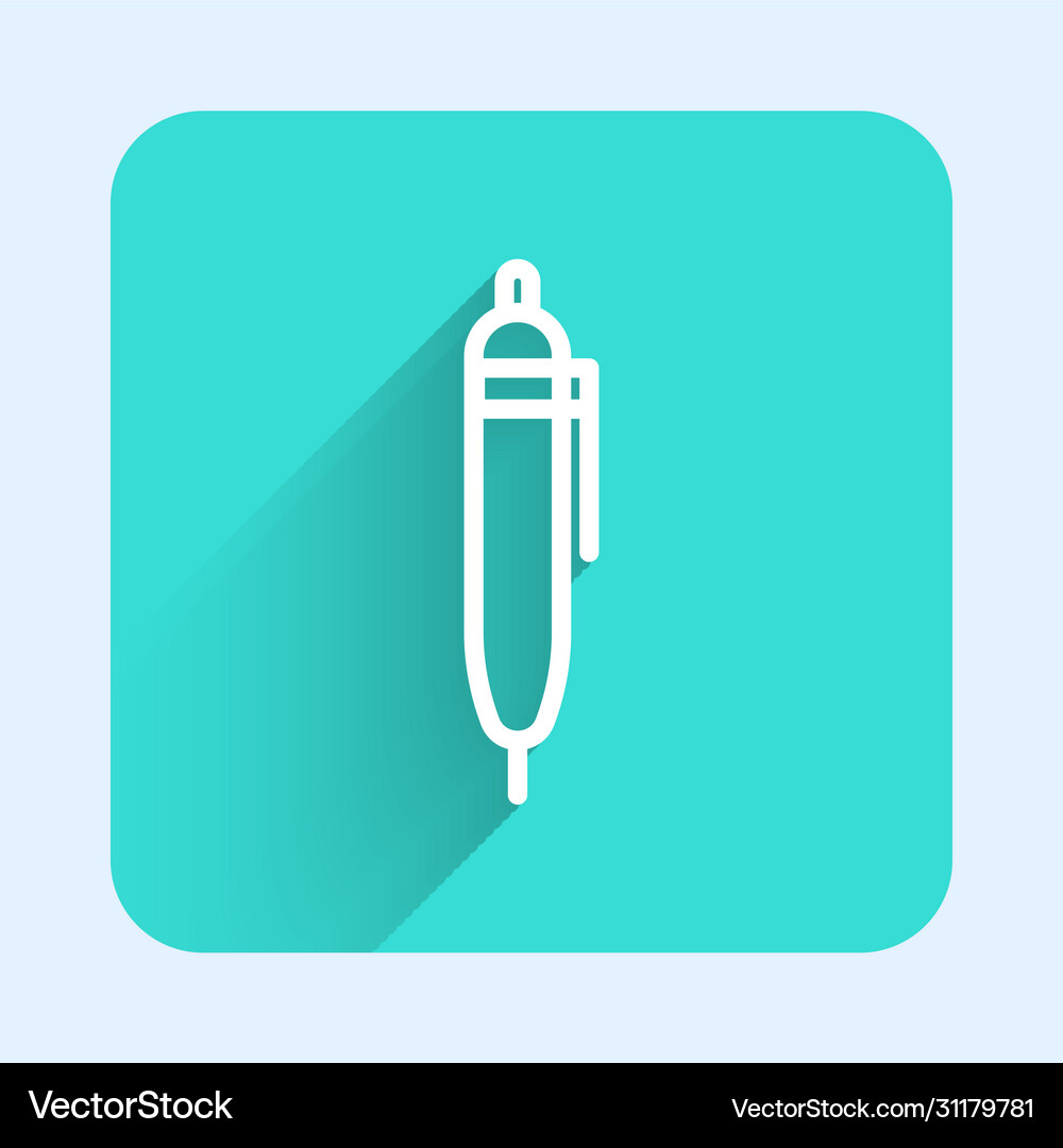 White line pen icon isolated with long shadow Vector Image