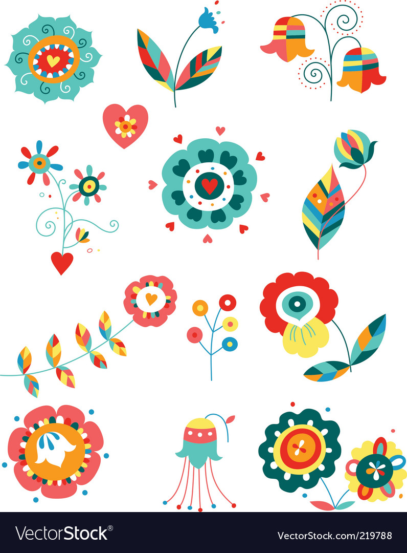 Whimsical flowers Royalty Free Vector Image - VectorStock