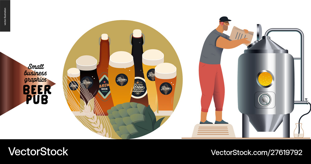 Brewery craft beer pub - small business graphics Vector Image
