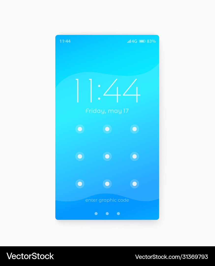 Phone lock screen ui design Royalty Free Vector Image