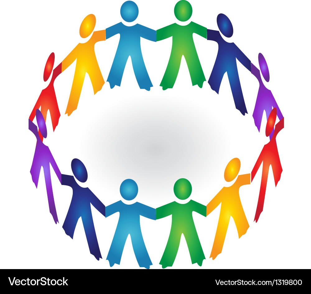 Teamwork holding hands logo Royalty Free Vector Image