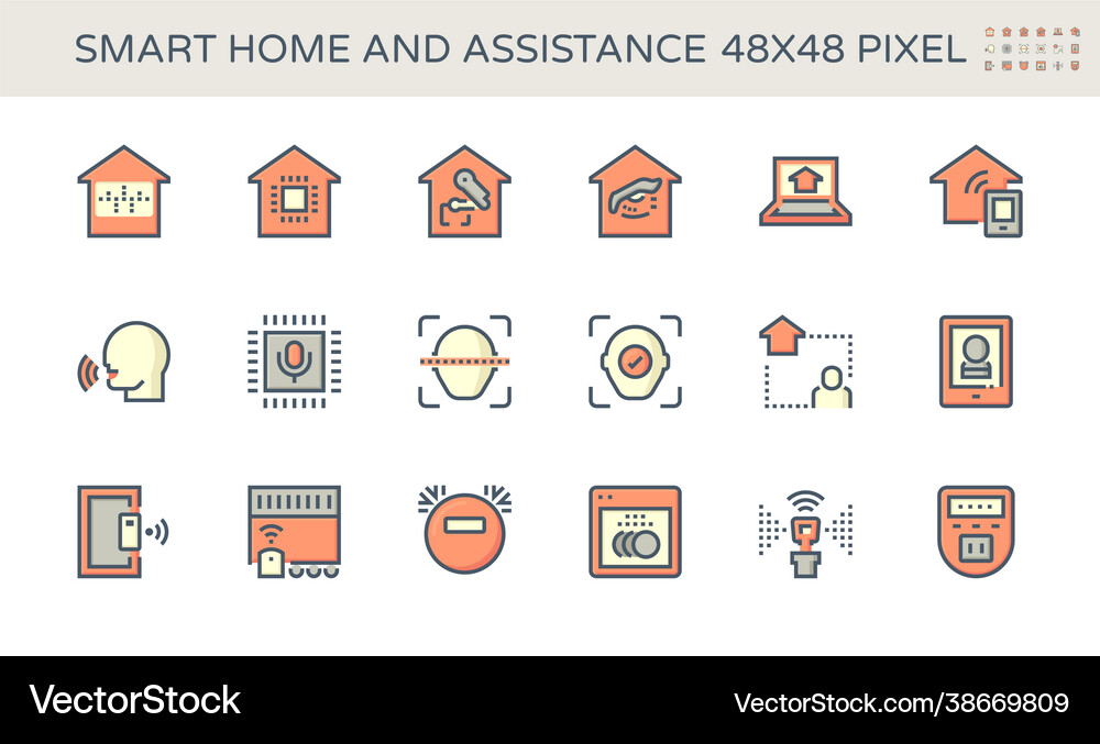 Smart home icon set 48x48 pixel perfect Royalty Free Vector