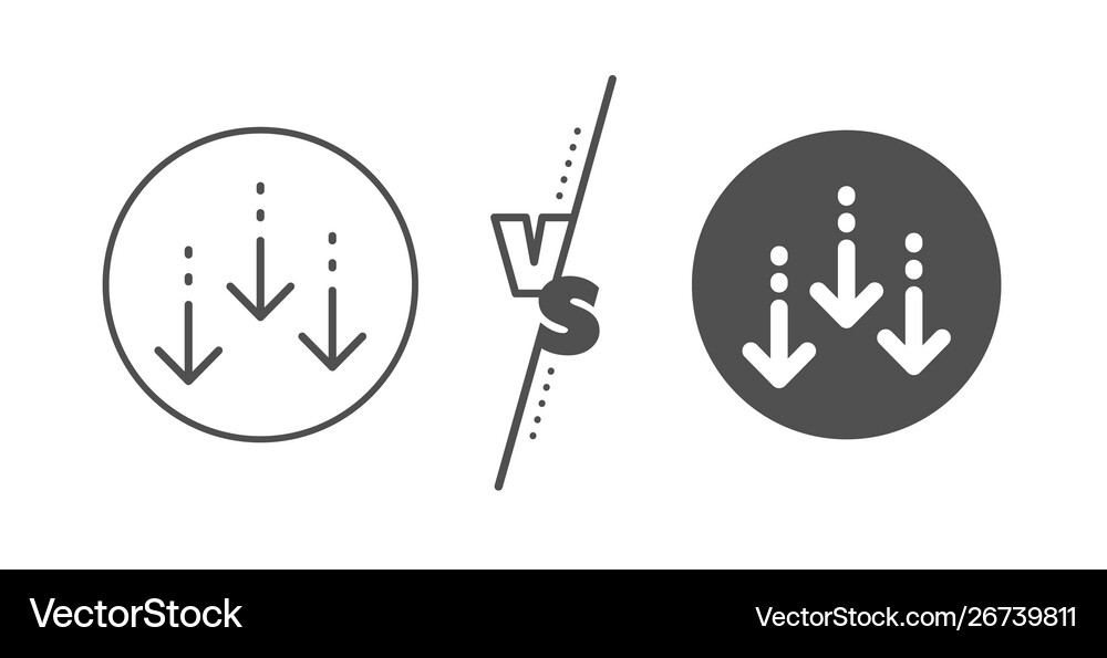 Scroll down arrow line icon scrolling screen sign Vector Image