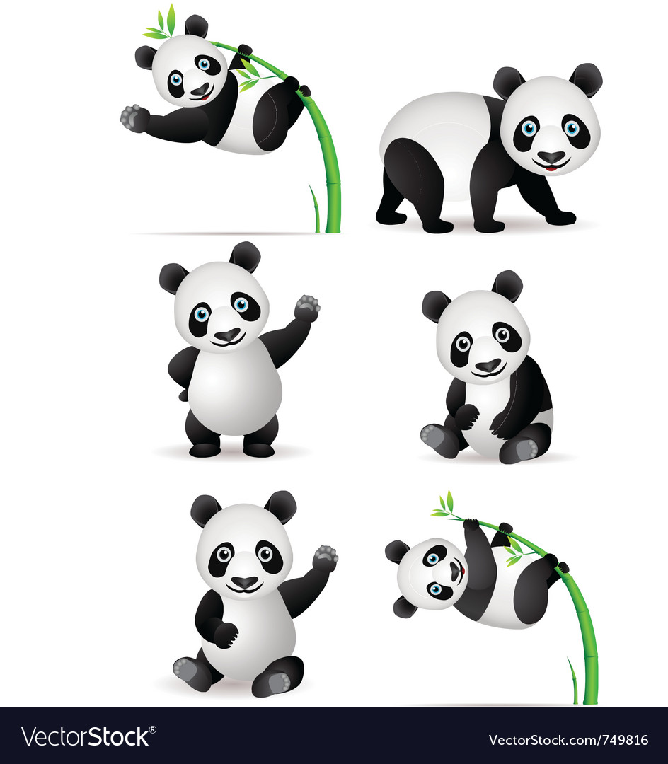 Panda cartoon collection Royalty Free Vector Image
