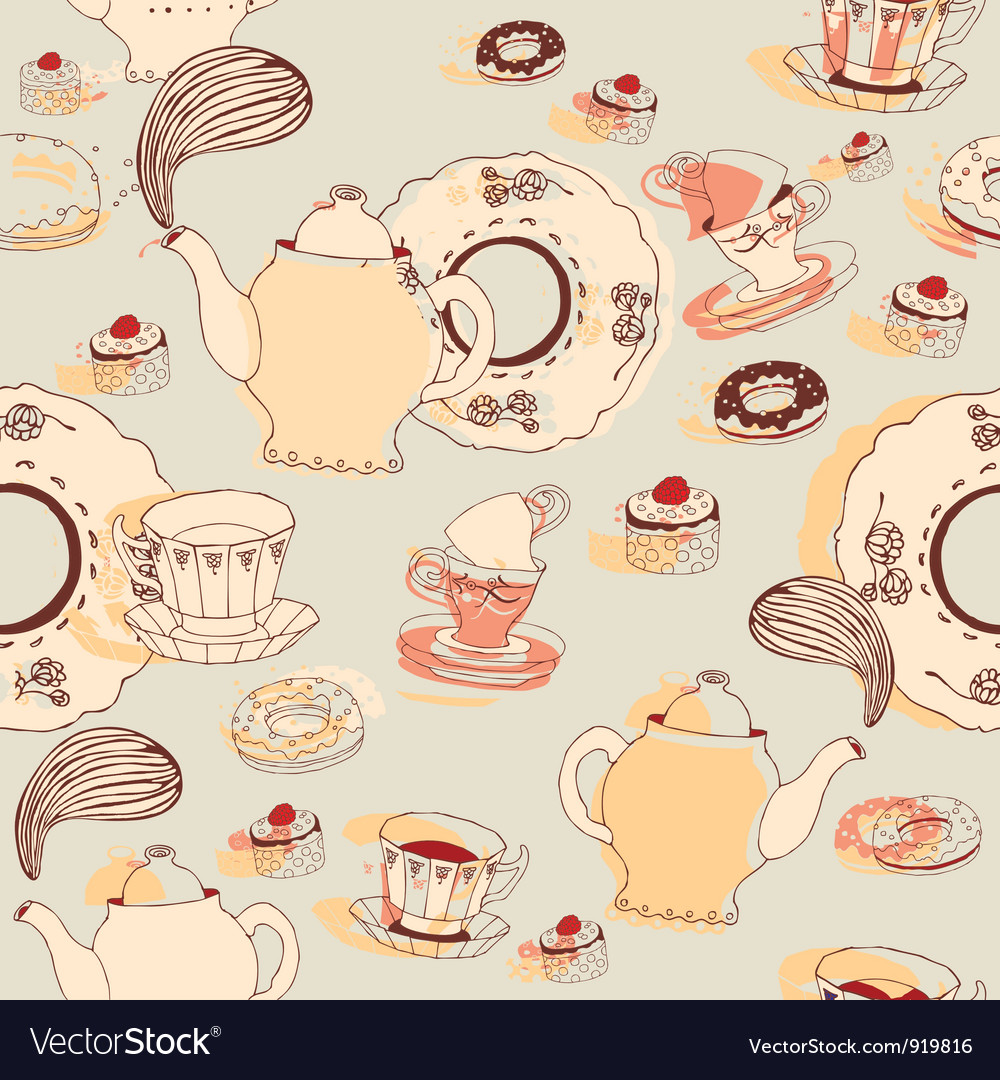 Afternoon Tea Pattern Background Royalty Free Vector Image