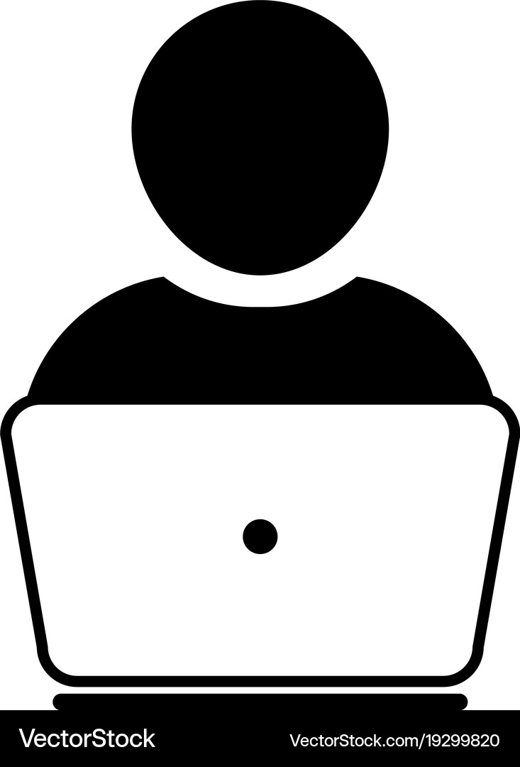User icon with laptop computer male person Vector Image