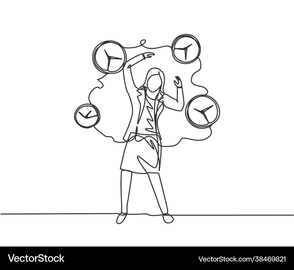 Single continuous line drawing stressful business Vector Image
