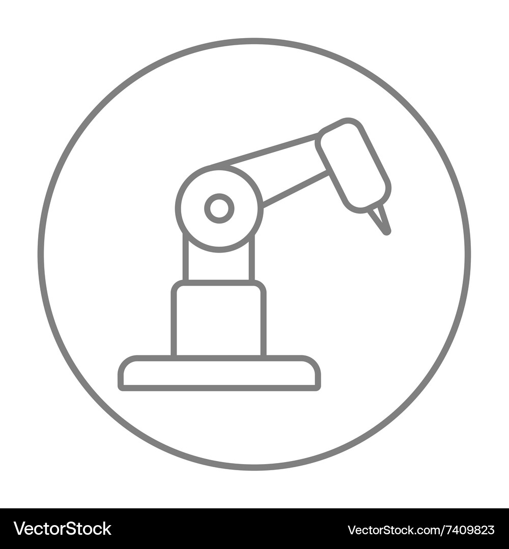 Industrial mechanical robot arm line icon Vector Image