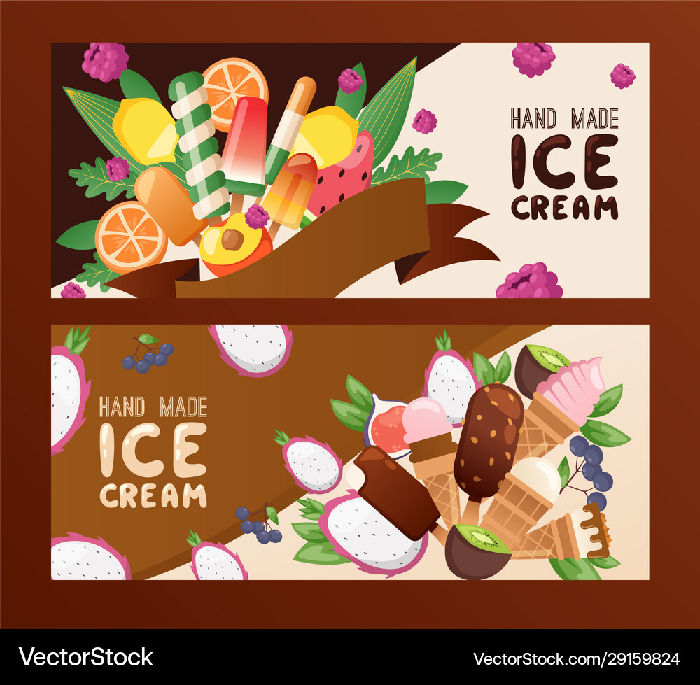 Hand made ice cream banner Royalty Free Vector Image