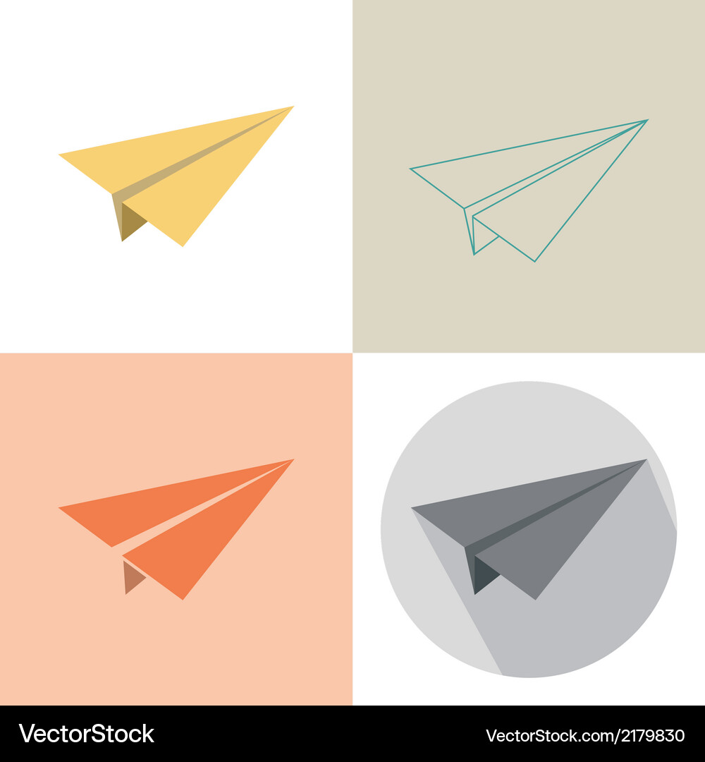 Paper plane in four design Royalty Free Vector Image