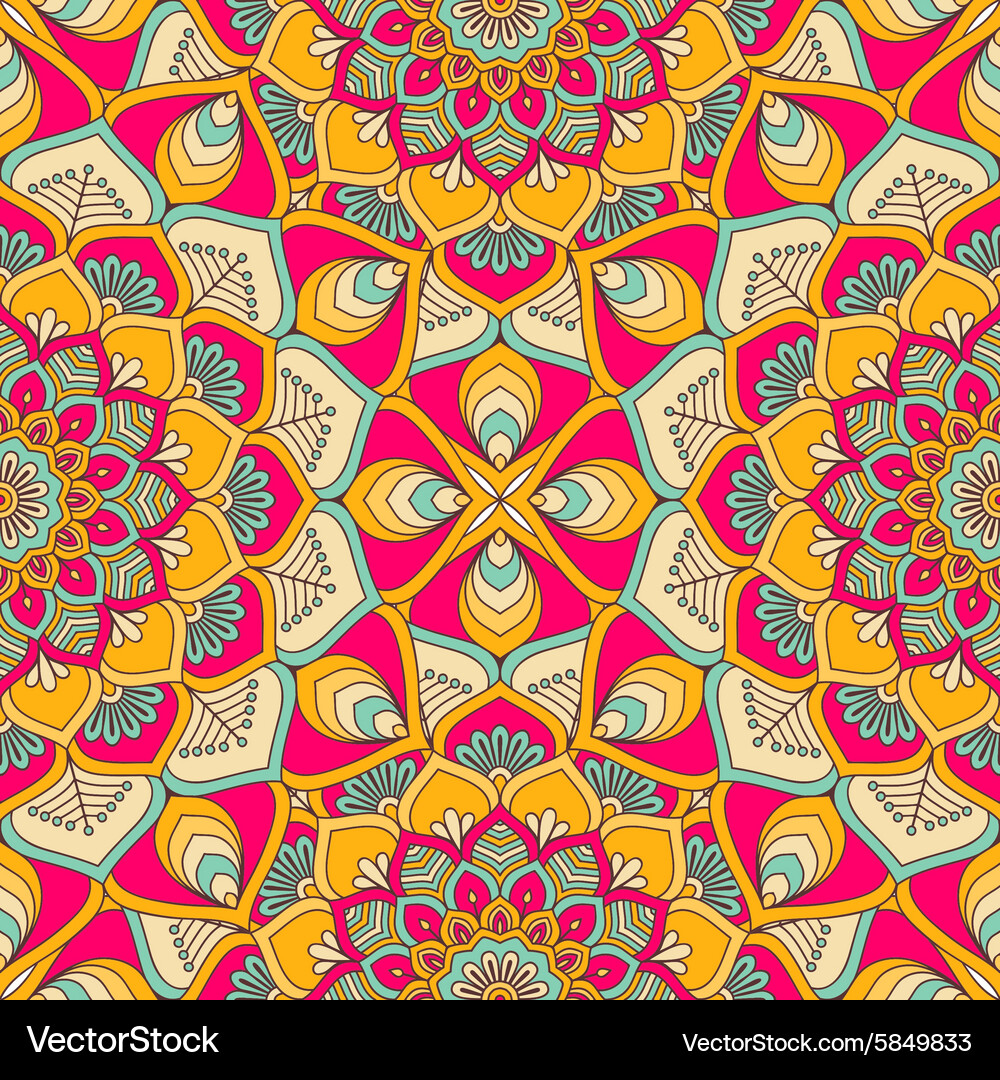 Ethnic floral seamless pattern Royalty Free Vector Image