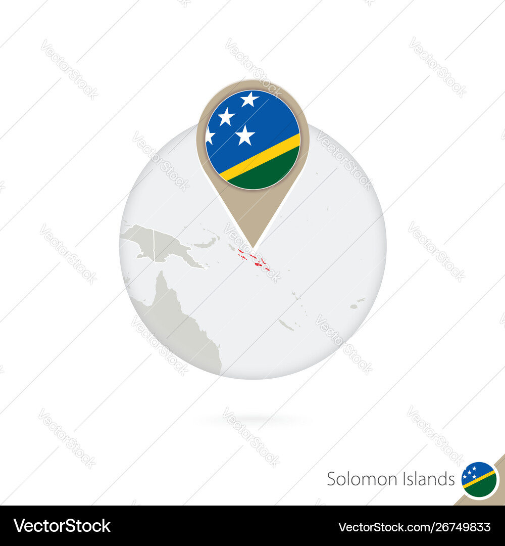 Solomon islands map and flag in circle map Vector Image