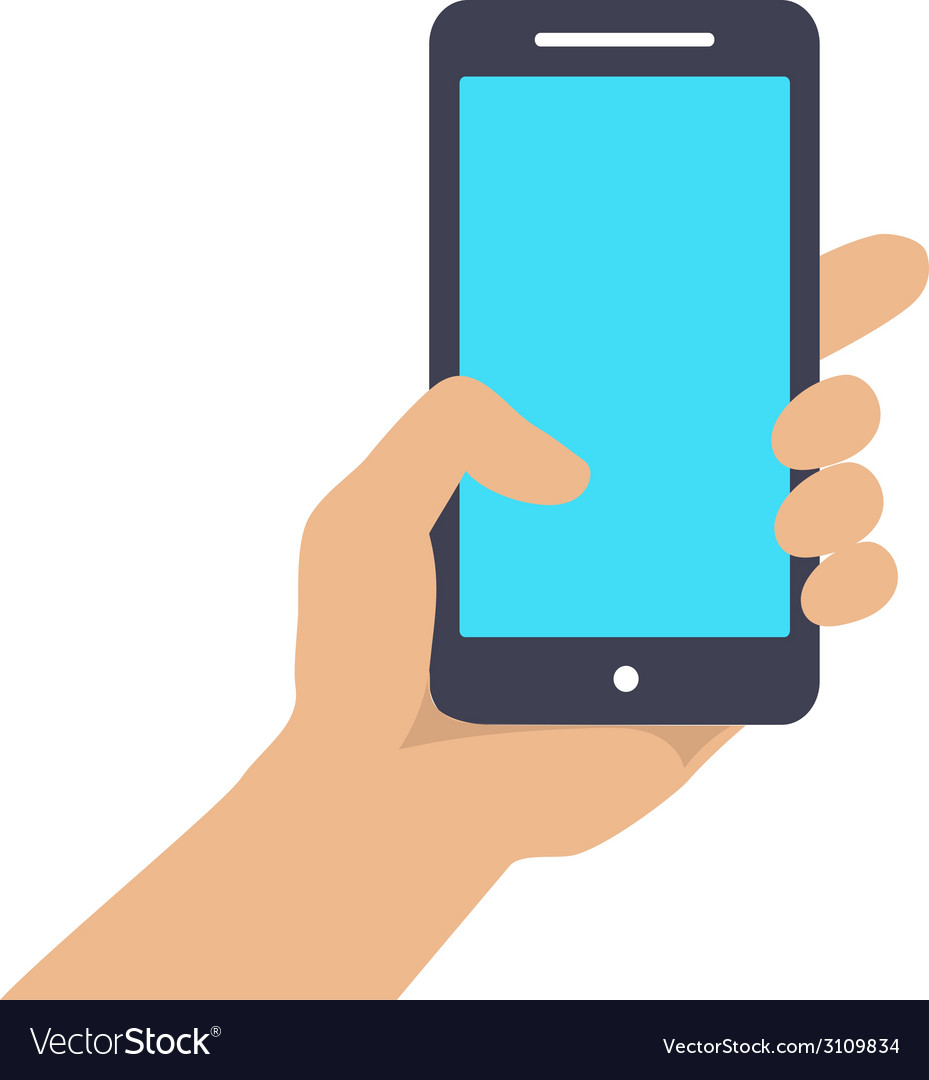 Hand Holding Smart Phone Showing Screen Isolated Royalty Free Vector