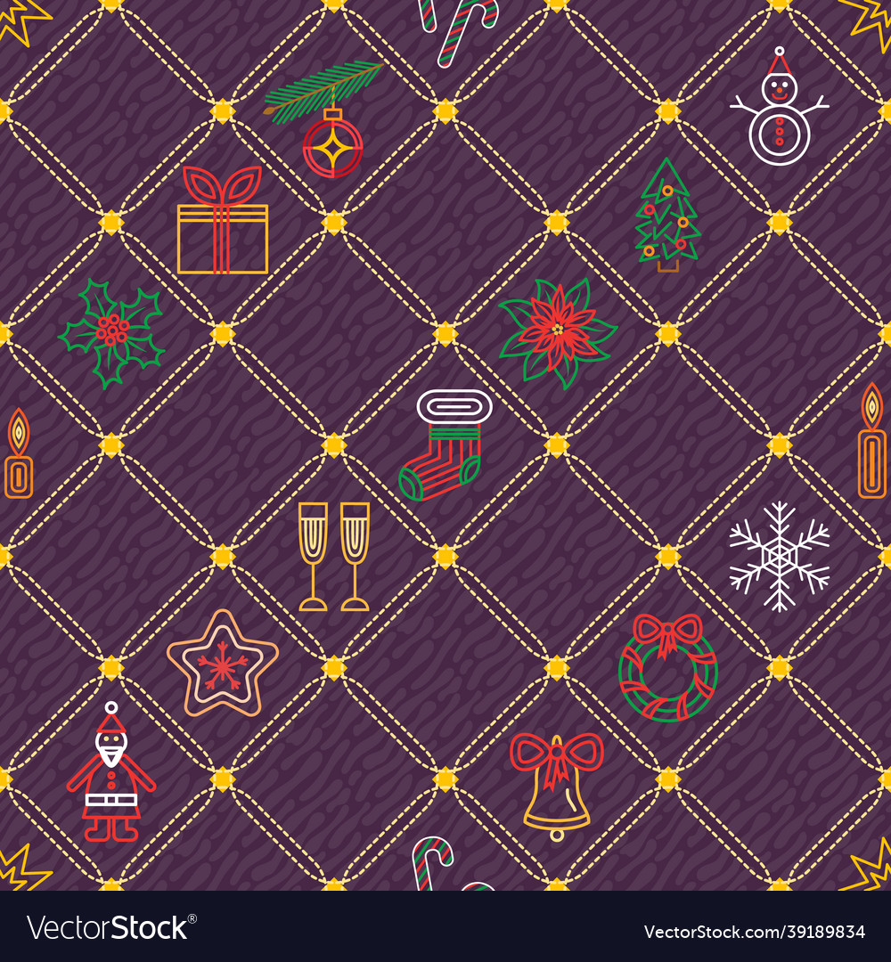 Seamless pattern with christmas icons symbols Vector Image