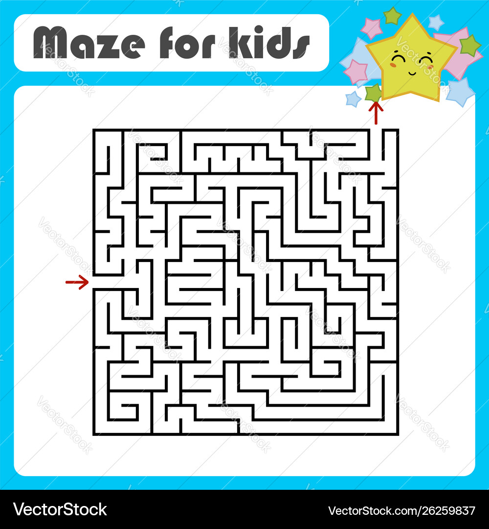 Abstract square maze kids worksheets activity Vector Image