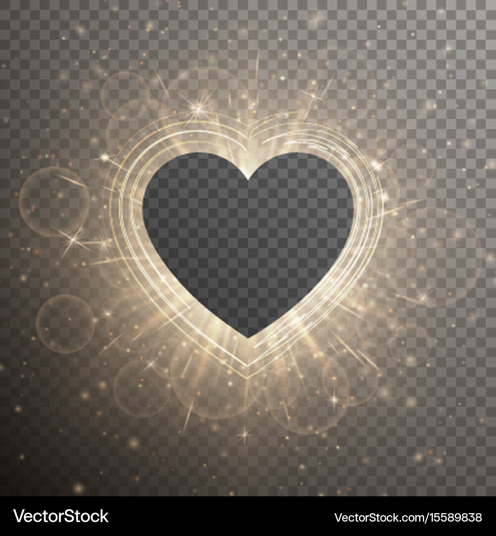 Golden heart with light effect Royalty Free Vector Image