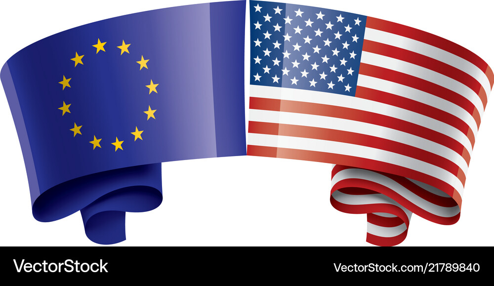 European union and american flags Royalty Free Vector Image