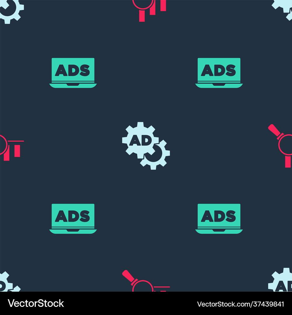 Set magnifying glass and analysis advertising Vector Image